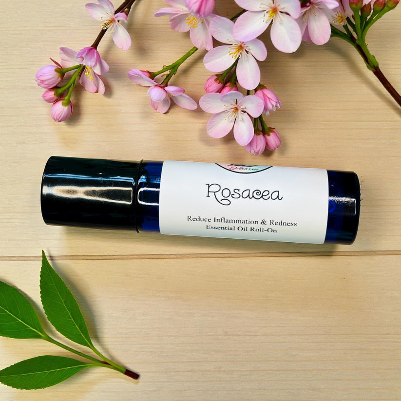 ROSACEA ESSENTIAL OIL ROLL-ON-Natural Face Serum, Redness & Inflammati ...